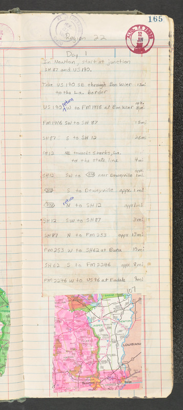 Driving Log Region 22 · Texas State University Special Collections and ...